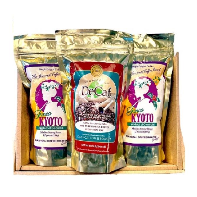 CLASSICAL COFFEE ROASTER コーヒーギフト GB-1 グルメコーヒー＆デカフェコロンビア （150g×3個詰合わせ） : CLASSICAL COFFEE ROASTER ...