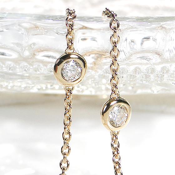 イエローゴールド K18 YG 0.3ct ダイヤモンド ステーション ブレスレット 送料無料 ブレス 0.3カラット 覆輪 フクリン 18金 ダイヤ 定番 CSBL00027-18Y ...