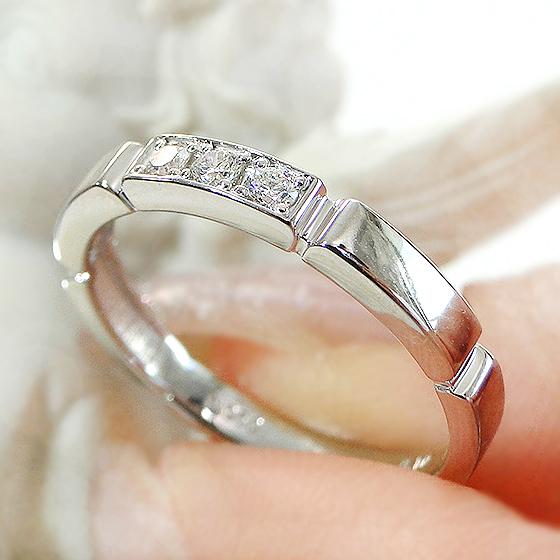 Classic CHESS Pt950 ダイヤモンド エタニティ リング 0.1ct 送料無料 ダイヤ 人気 プラチナ pt ダイヤリング カットリング 指輪 レディース 3石 3粒 シンプル ...