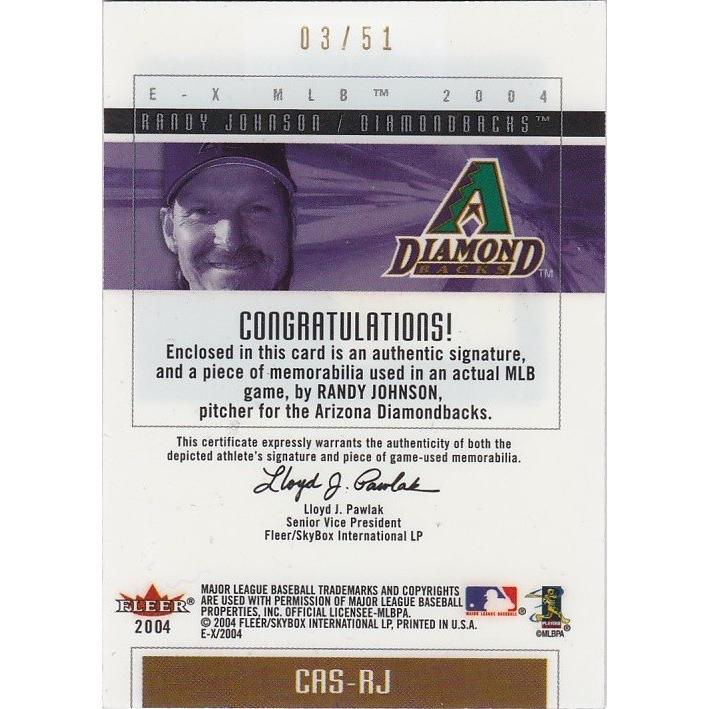 FLEER 2004 ランディ・ジョンソン Randy Johnson /51 Autographs 直筆サインカード ジャージ : トレカ ...