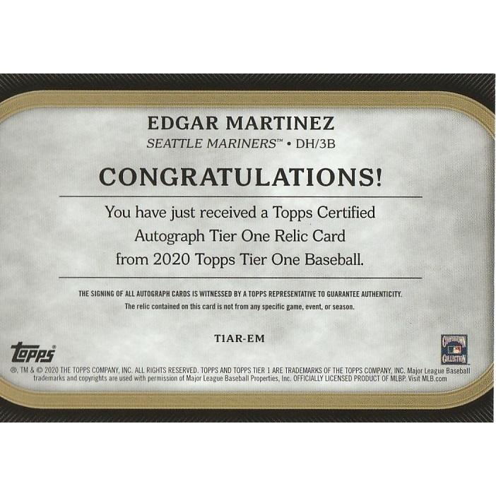 TOPPS 2020 Tier One Edgar Martinez /40 T1AR-EM Auto 直筆サインカード ジャージ : トレカ ...