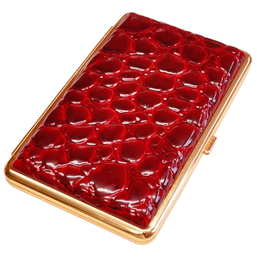 坪田パール タバコ ケース ロングサイズ(100mm) 14本収納 エナメルクロコ型押し レッド 3-31656-20 : Clear sky - 通販 - Yahoo!ショッピング