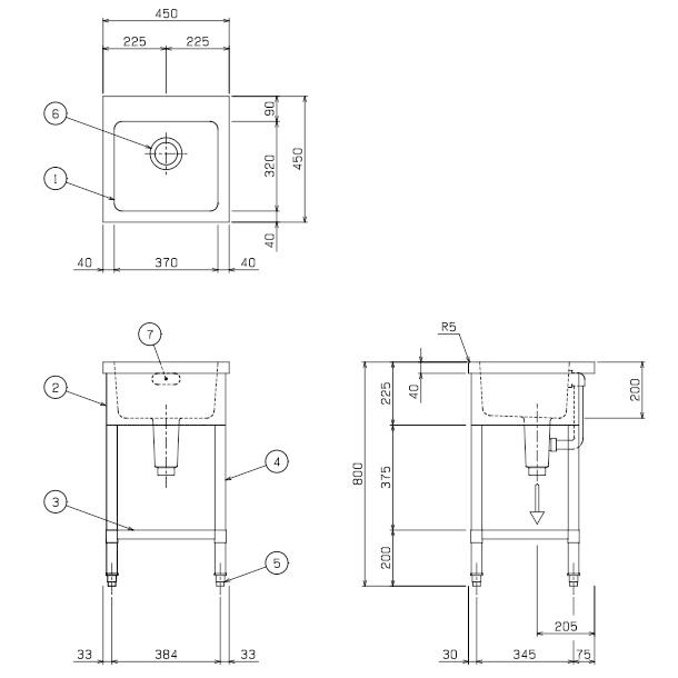 マルゼン（厨房機器） BS1-044N マルゼン 一槽シンク BGなし : 厨房機器販売クリーブランド - 通販 - Yahoo!ショッピング