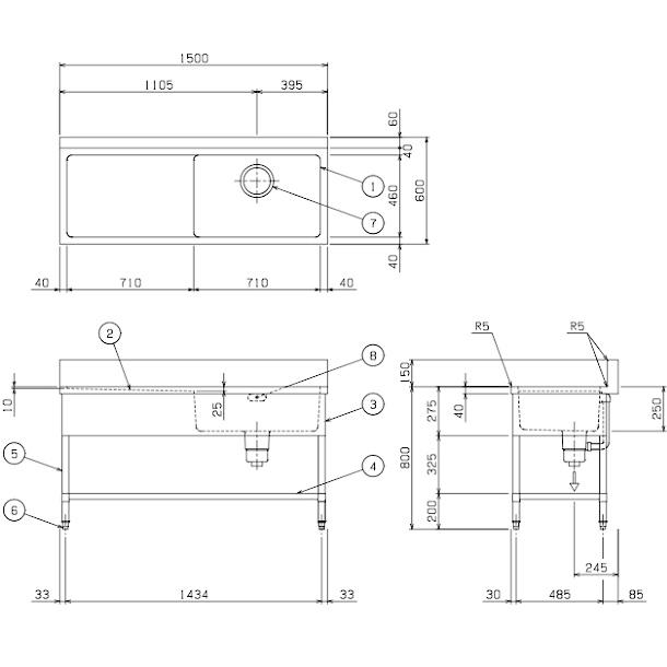 マルゼン（厨房機器） BSM1-156L マルゼン 水切付一槽シンク BG有 水切左 : 厨房機器販売クリーブランド - 通販 - Yahoo!ショッピング