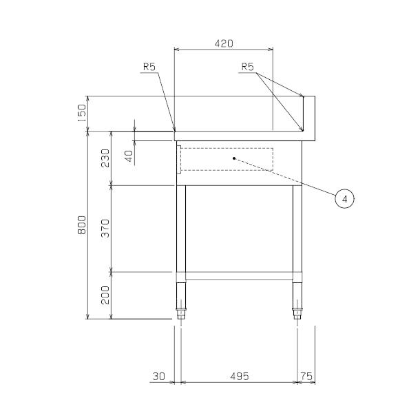 マルゼン（厨房機器） BWD-126 マルゼン 調理台引出付 バックガードあり : 厨房機器販売クリーブランド - 通販 - Yahoo!ショッピング