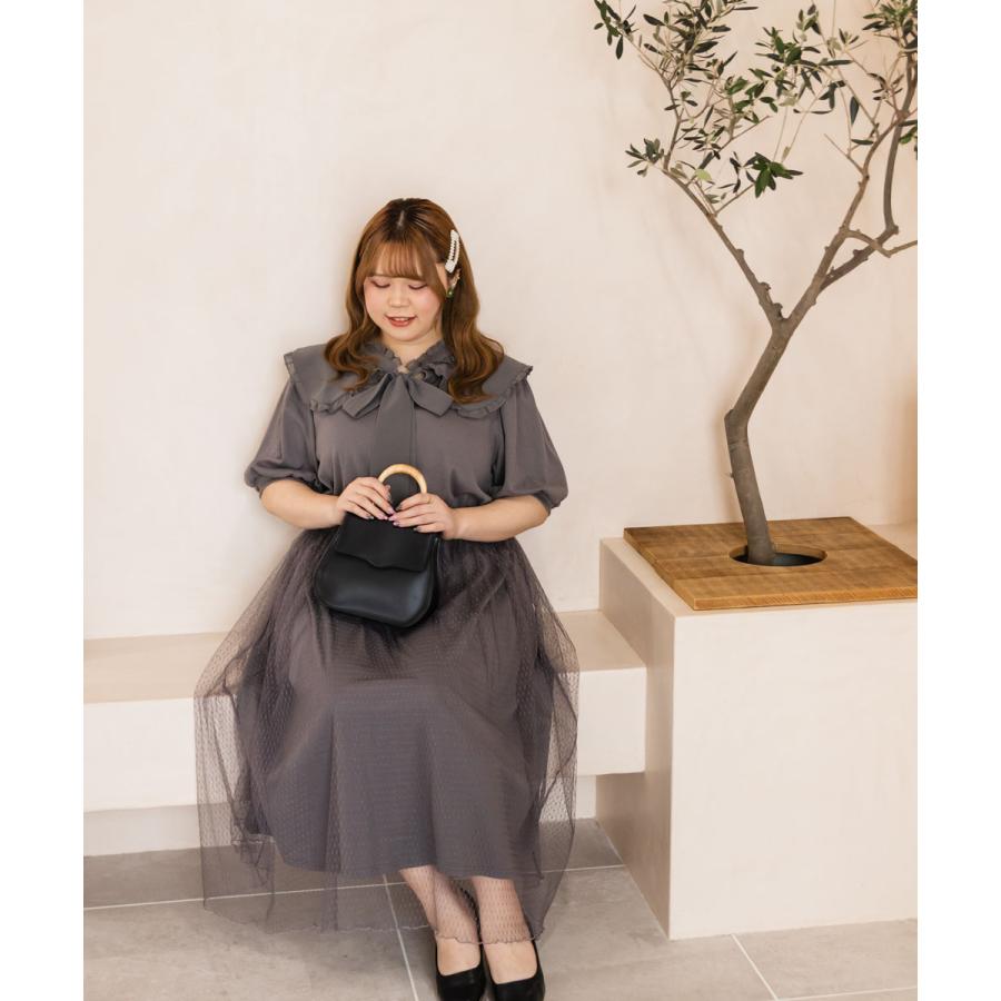 大きいサイズ レディース CLETTEオリジナル★フリル襟チュール重ねワンピース : 大きいサイズ専門店 CLETTE - 通販 ...