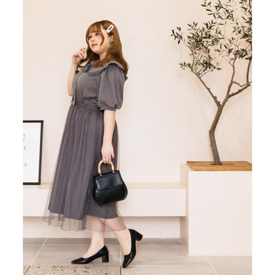 大きいサイズ レディース CLETTEオリジナル★フリル襟チュール重ねワンピース : 大きいサイズ専門店 CLETTE - 通販 ...