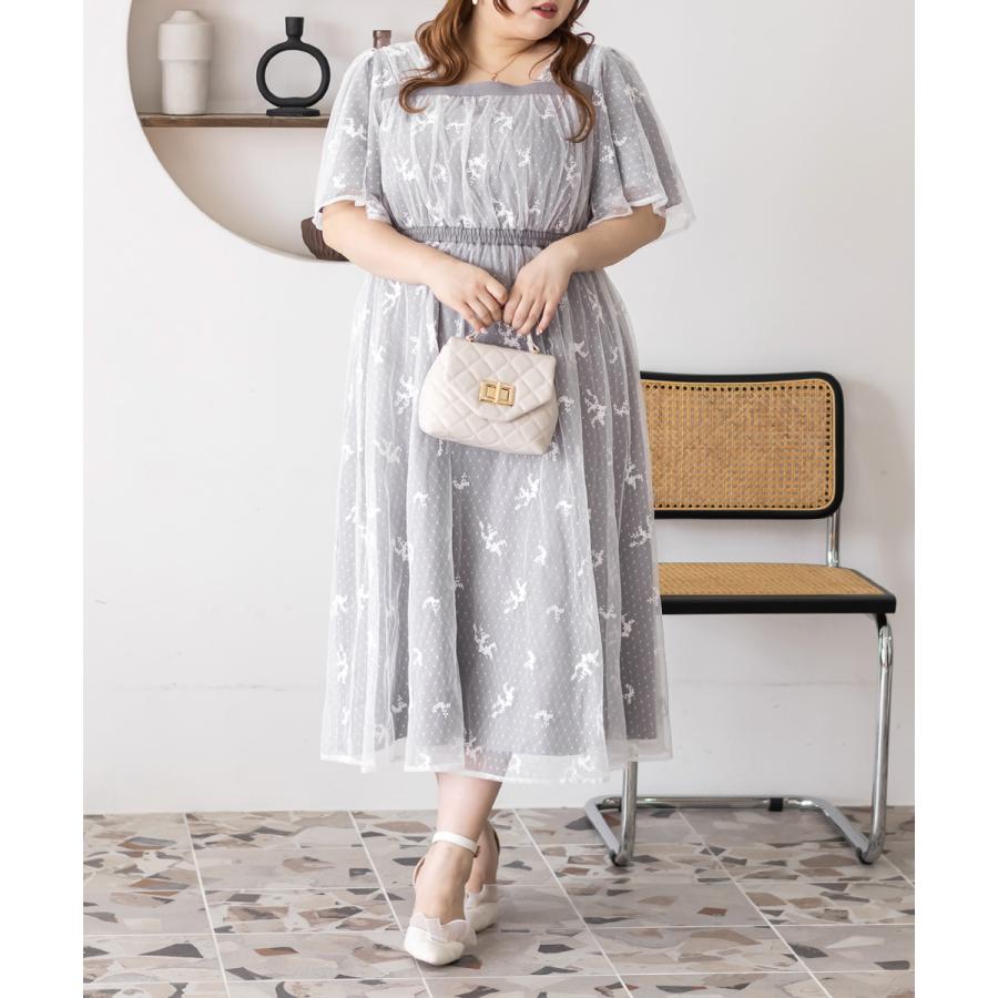 大きいサイズ レディース CLETTEオリジナル★2WAY花柄チュールワンピース ドレス オケージョン お呼ばれ : 大きいサイズ専門店 CLETTE - 通販 - Yahoo!ショッピング