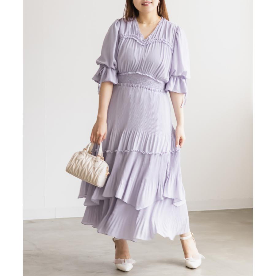 大きいサイズ レディース CLETTEオリジナルフリル使いプリーツワンピース : 大きいサイズ専門店 CLETTE - 通販 - Yahoo!ショッピング