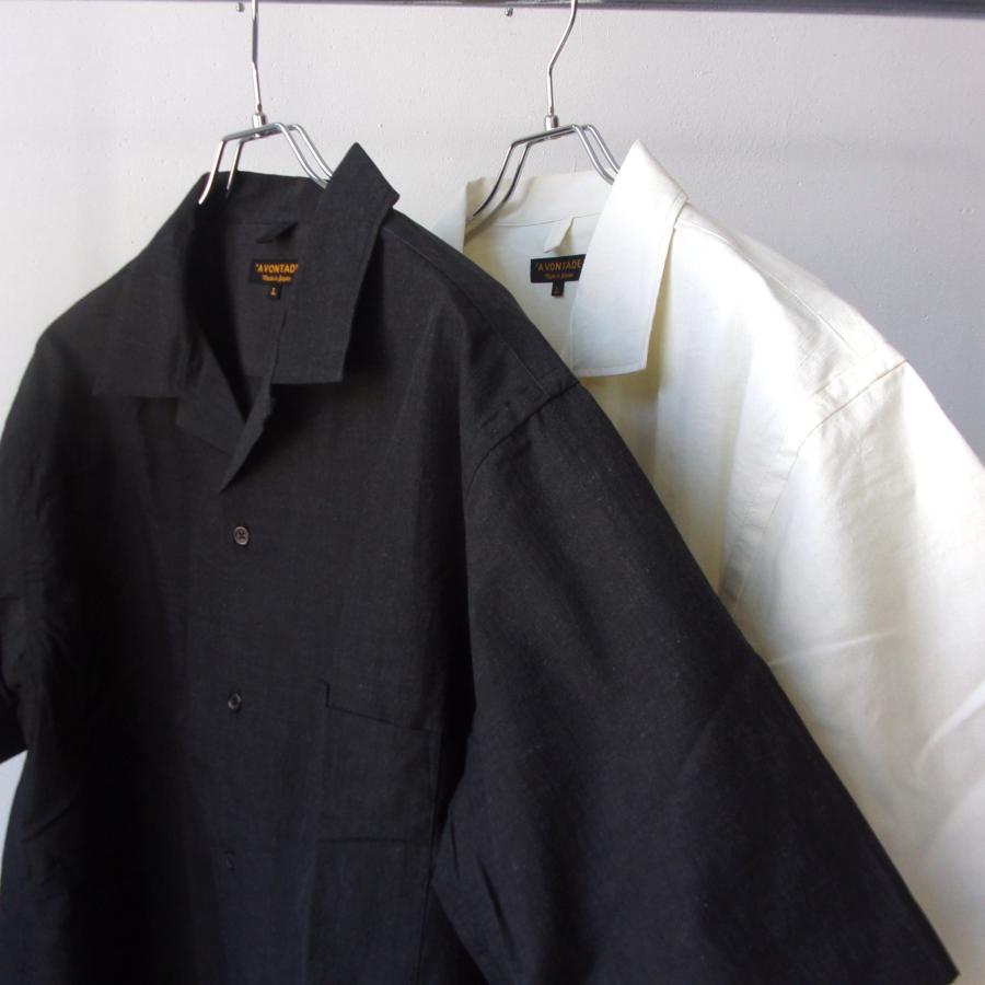 A VONTADE AVontade Open Collar Shirts S/S - Cotton/Linen Chambray- VTD-0383-SH- コットンリネン オープンカラー ...