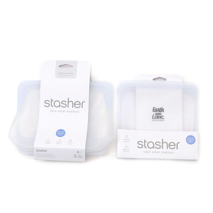 Ron Herman 新品 ロンハーマン CAFE Stasher 2 Pieces Set スタッシャー 2個セット シリコンバッグ フードコンテナ タッパー 密閉 CLEAR ...
