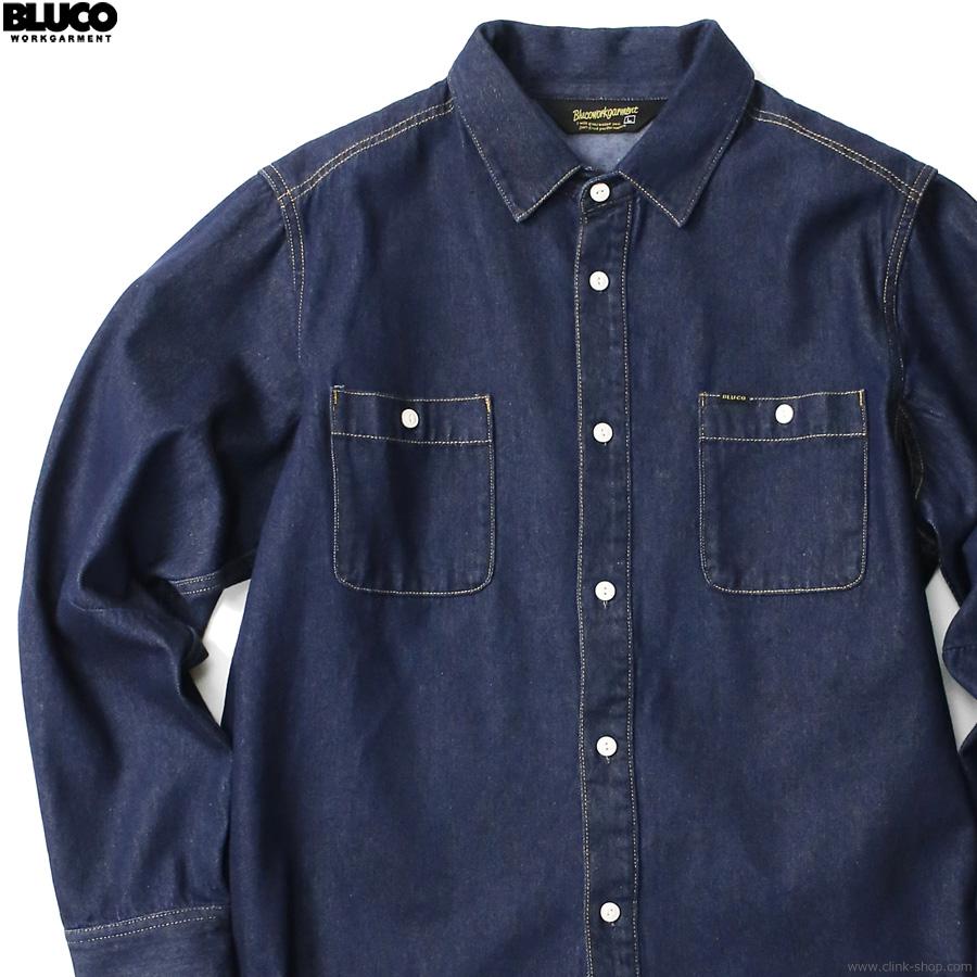 BLUCO ブルコ DENIM WORK SHIRT (NAVY) [1122] メンズ トップス デニムシャツ 長袖 : CLINK ...