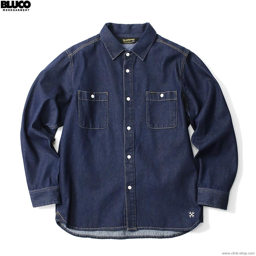 BLUCO ブルコ DENIM WORK SHIRT (NAVY) [1122] メンズ トップス デニムシャツ 長袖 : CLINK ...