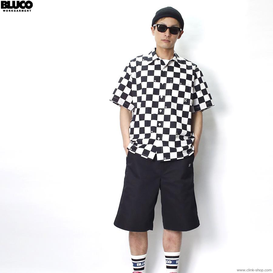 ブルコ BLUCO CHECKER FLAG SHIRT S/S (WHITE) [1107-3A01] メンズ トップス ワークシャツ ...