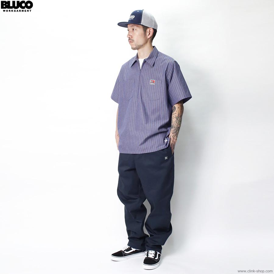 BLUCO ブルコ PULLOVER WORK SHIRT S/S (GRAY-STRIPE) [143-21-001] メンズ トップス ...