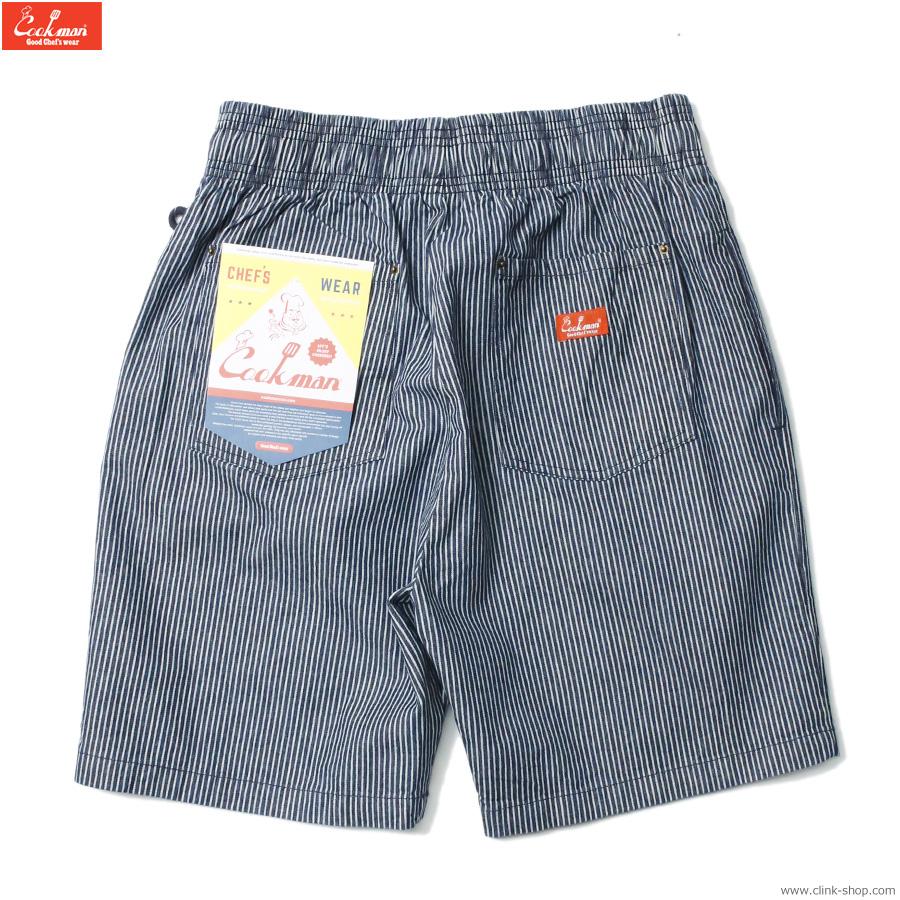 COOKMAN クックマン CHEF PANTS SHORT FRONT POCKET HICKORY NAVY メンズ イージーパンツ ...