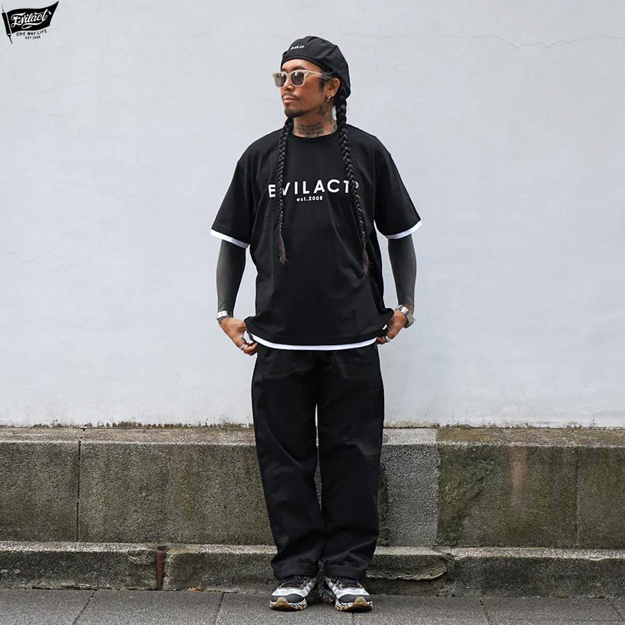 イーブルアクト EVILACT LAYERD SS (BLACK/WHITE) [EA-WFRSS-T07] メンズ Tシャツ 半袖T ...