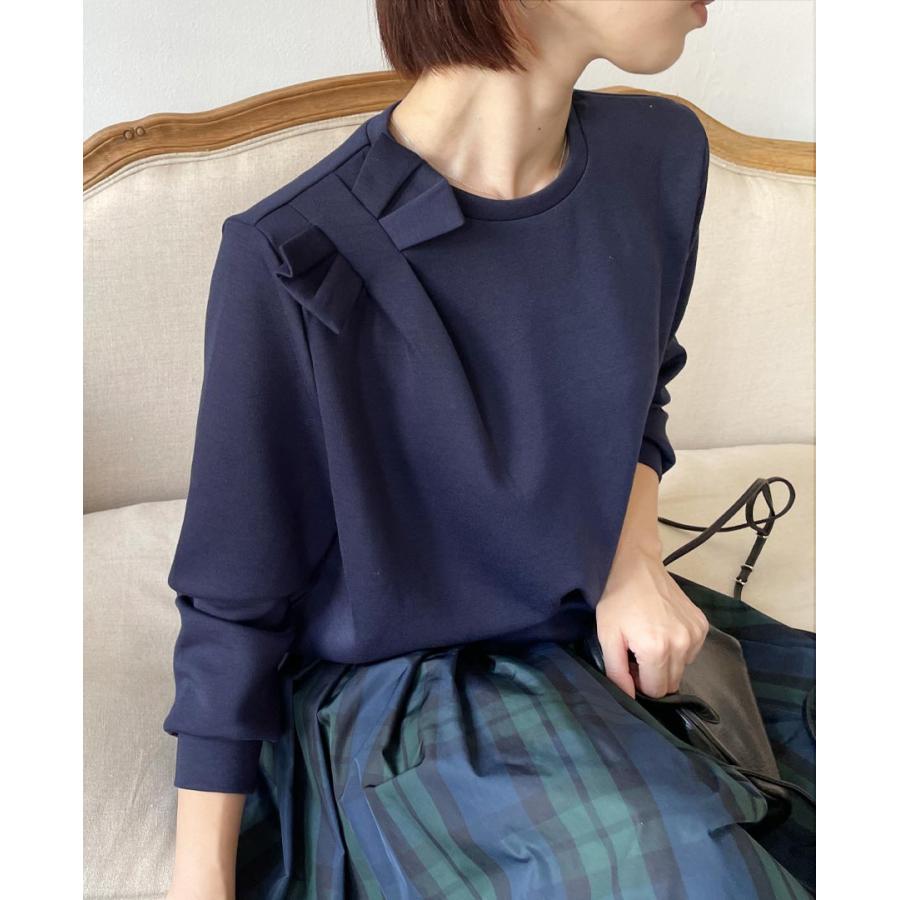 TRECODE（トレコード） ダンボールニット 肩リボン 楽ちん 綺麗見え 着心地快適 大人かわいい ネイビー 白 ダークグレー トップス レディース : CLOCHE ONLINE SHOP ...