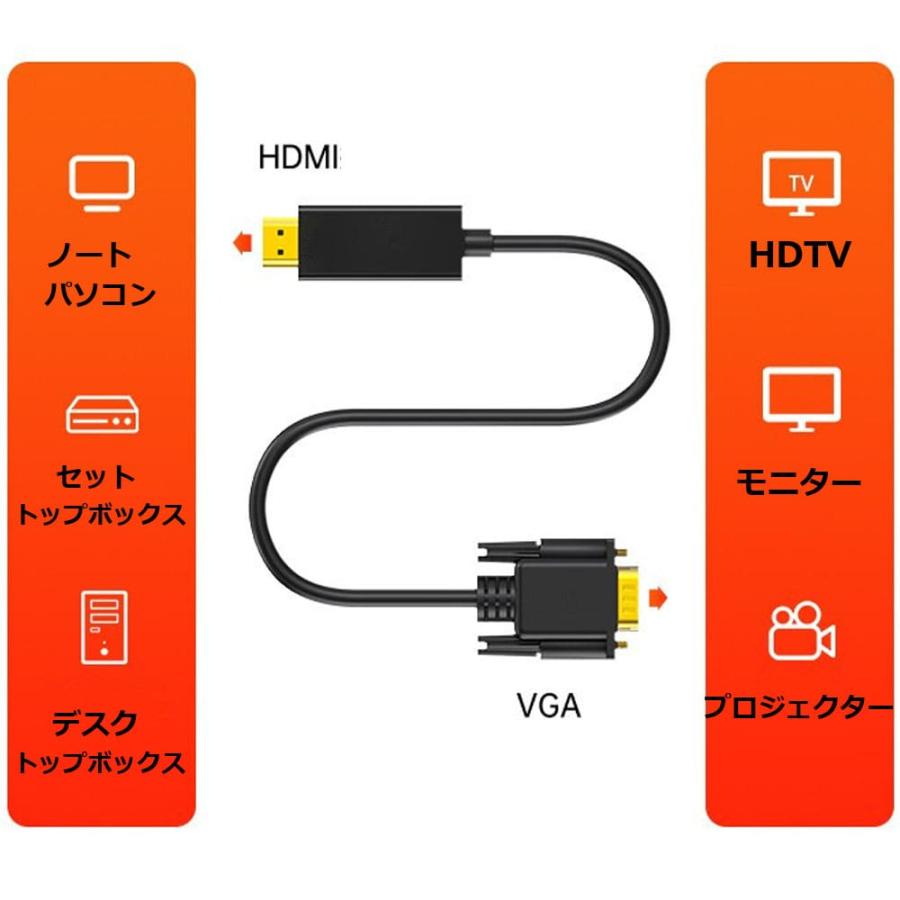 HDMI to VGA ケーブル 変換 アダプタ パソコン 周辺機器 USB : 4qn-hdmi-vga : クロレッツ - 通販 - Yahoo!ショッピング