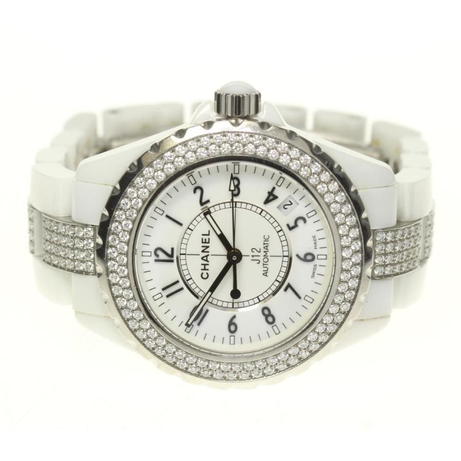 CHANEL ☆良品【CHANEL】シャネル J12 H1422 ベゼル・ブレスダイヤ 白セラミック 自動巻き メンズ 【21105 ...