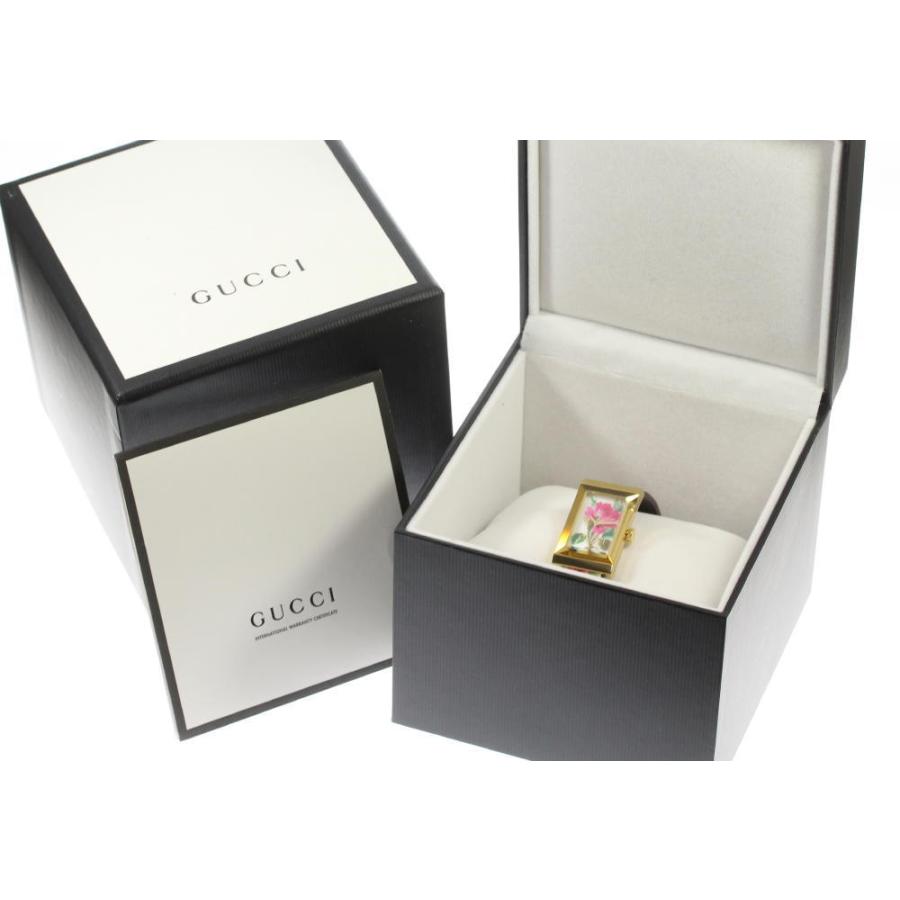 ☆極美品【GUCCI】グッチ Gフレーム シェル フラワー 147.4/YA147406 クォーツ レディース : 606645 ...