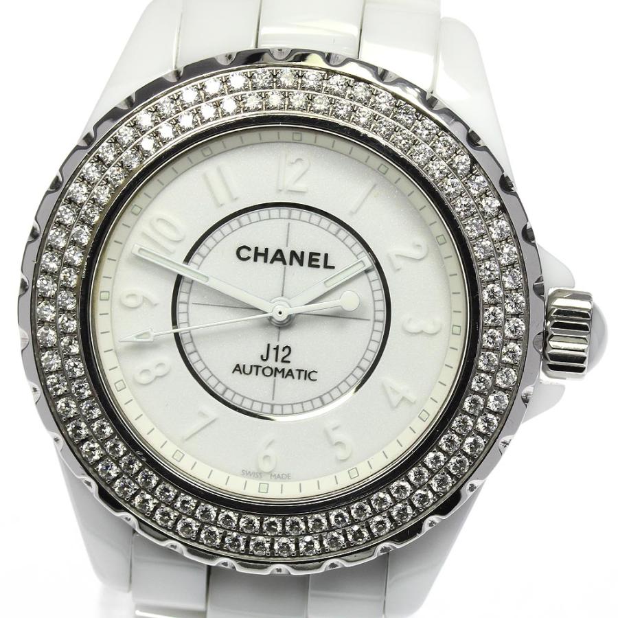 CHANEL（シャネル） ★保証書付き【CHANEL】シャネル J12 ホワイトファントム アフターダイヤベゼル H3443 自動巻き メンズ ...
