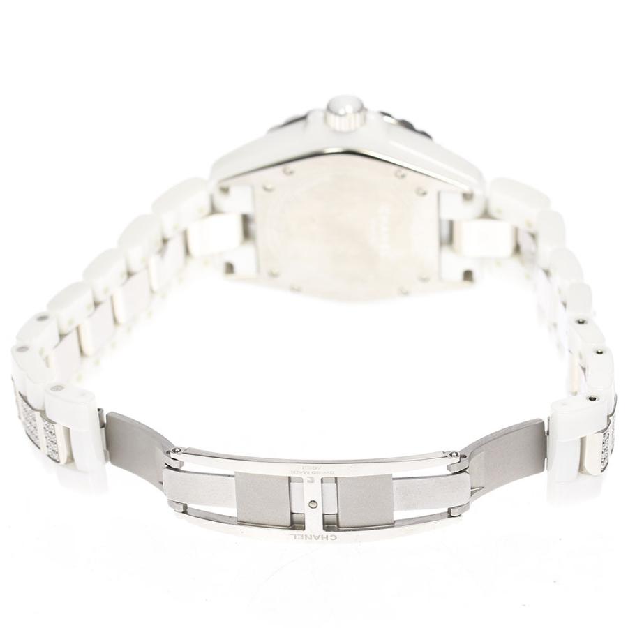 CHANEL ☆美品★保証書付き【CHANEL】シャネル J12 ベゼル・ブレスダイヤ 白セラミック H1422 自動巻き メンズ ...
