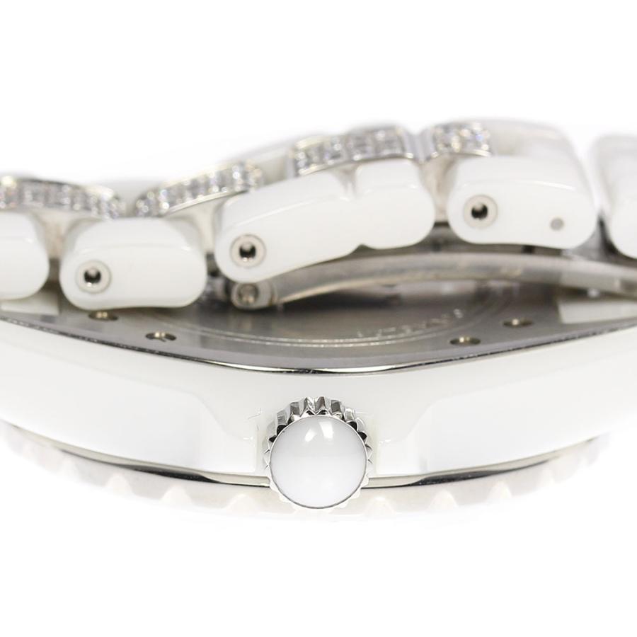 CHANEL ☆美品★保証書付き【CHANEL】シャネル J12 ベゼル・ブレスダイヤ 白セラミック H1422 自動巻き メンズ ...