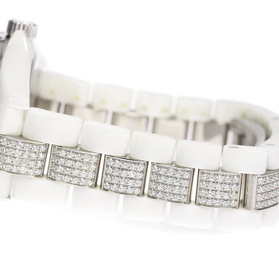 CHANEL ☆美品★保証書付き【CHANEL】シャネル J12 ベゼル・ブレスダイヤ 白セラミック H1422 自動巻き メンズ ...