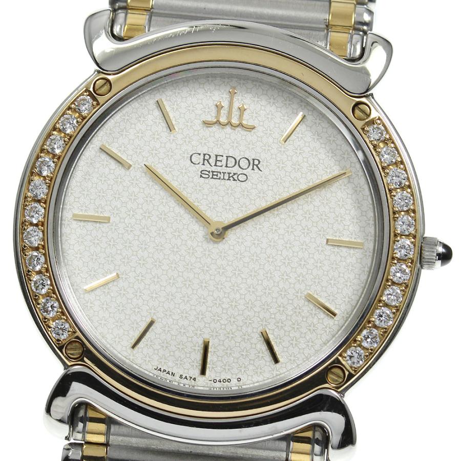 SEIKO 【SEIKO】セイコー クレドール サイドダイヤ K18YGベゼル 5A74-0190 クォーツ メンズ_704612 ...