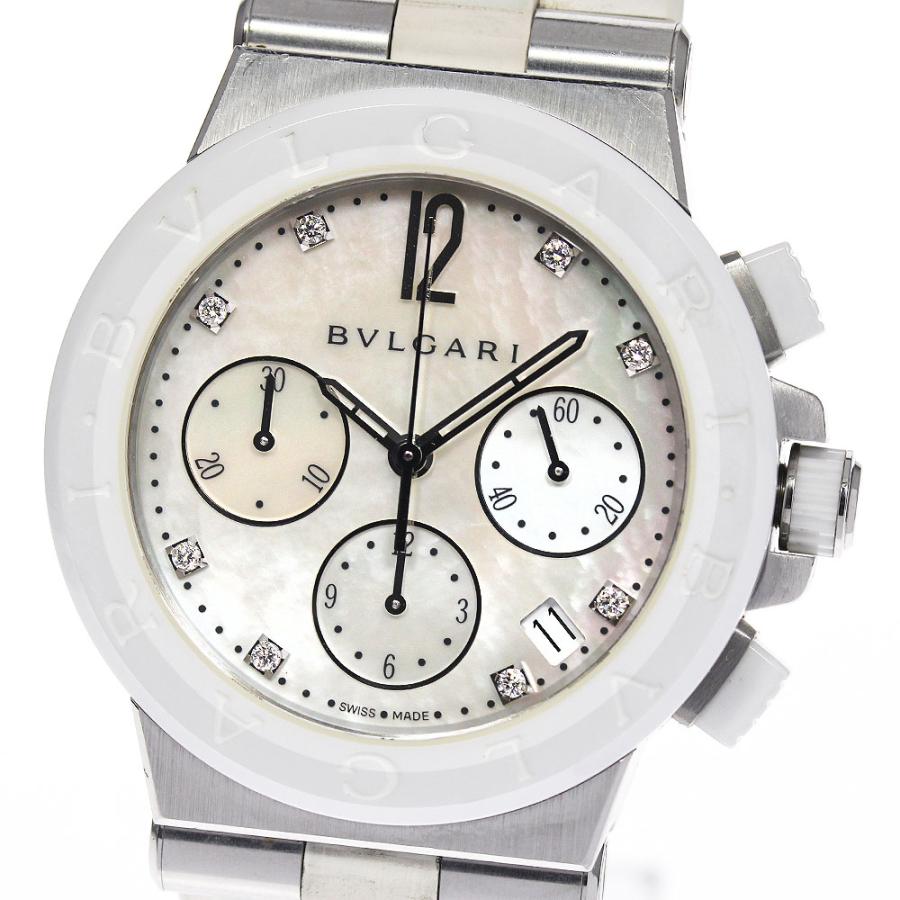 BVLGARI（ブルガリ） ★箱・保証書付き【BVLGARI】ブルガリ ディアゴノ クロノグラフ 8Pダイヤ DG37SCCH 自動巻き ...