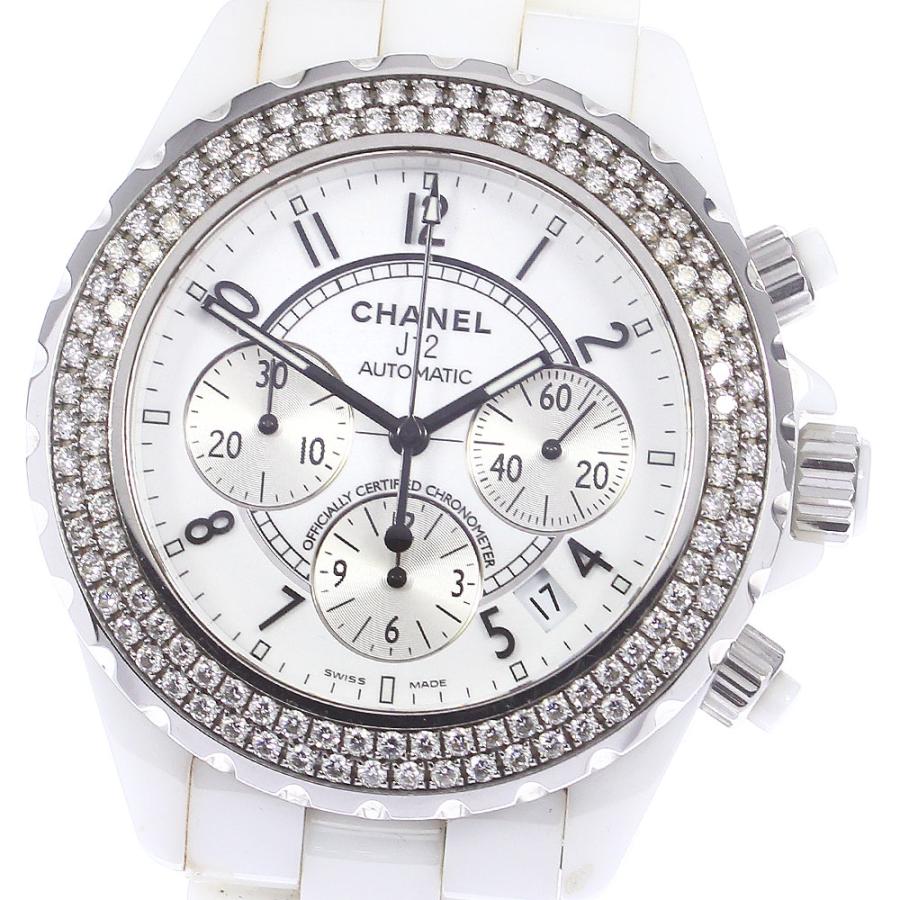 CHANEL（シャネル） CHANEL H1008 J12 クロノグラフ ダイヤベゼル 自動巻き メンズ 箱・保証書付き_730546 ...