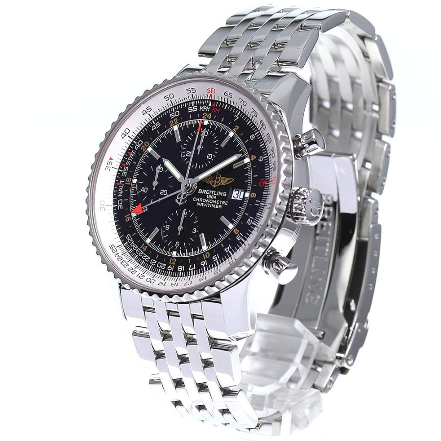 ブライトリング BREITLING A24322 ナビタイマー ワールド クロノグラフ GMT 自動巻き メンズ 美品 保証書付き ...