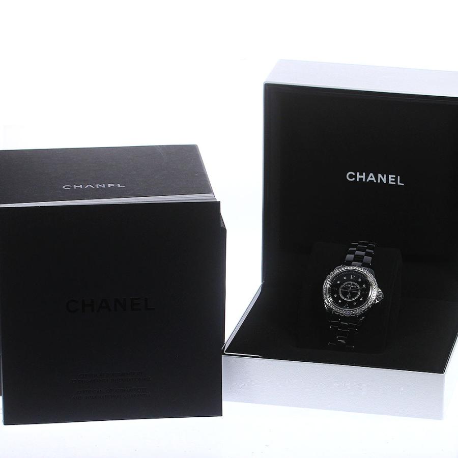 CHANEL（シャネル） CHANEL H3108 J12 黒セラミック ダイヤベゼル 8P クォーツ レディース 美品 箱付き_761218 ...