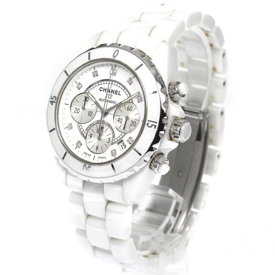 CHANEL（シャネル） CHANEL H2009 J12 白セラミック 9Pダイヤ クロノグラフ 自動巻き メンズ _762285 ...