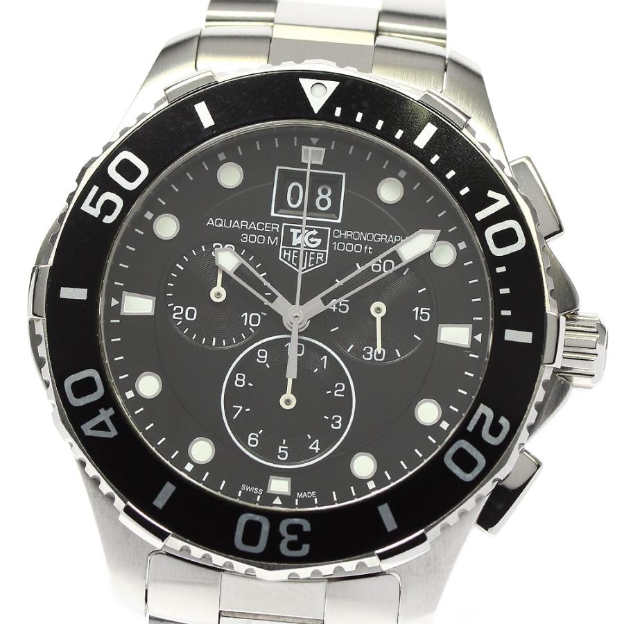 TAG HEUER タグホイヤー CAN1010 アクアレーサー クロノグラフ ビッグデイト クォーツ メンズ 良品 箱・保証書付き ...