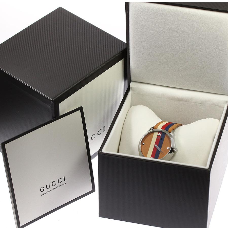 GUCCI グッチ 126.4/YA1264078 Gタイムレス ストライプ クォーツ メンズ 美品 箱・保証書付き_774736 ...