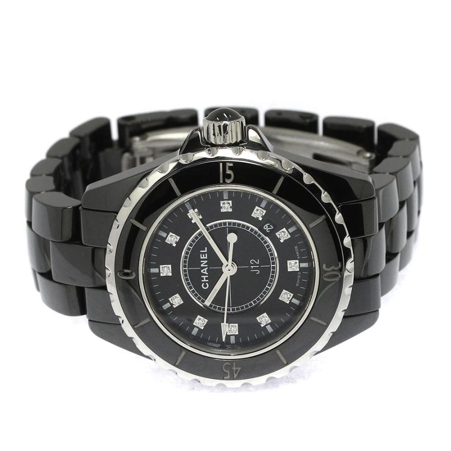 CHANEL シャネル H1625 J12 黒セラミック 33mm 12Pダイヤ クォーツ レディース 美品 保証書付き_776647 ...