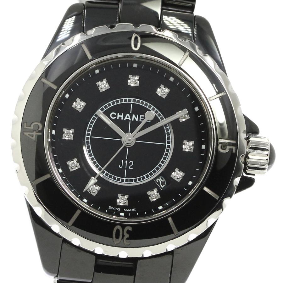 CHANEL（シャネル） CHANEL H1625 J12 黒セラミック 33mm 12Pダイヤ クォーツ レディース _778189 ...