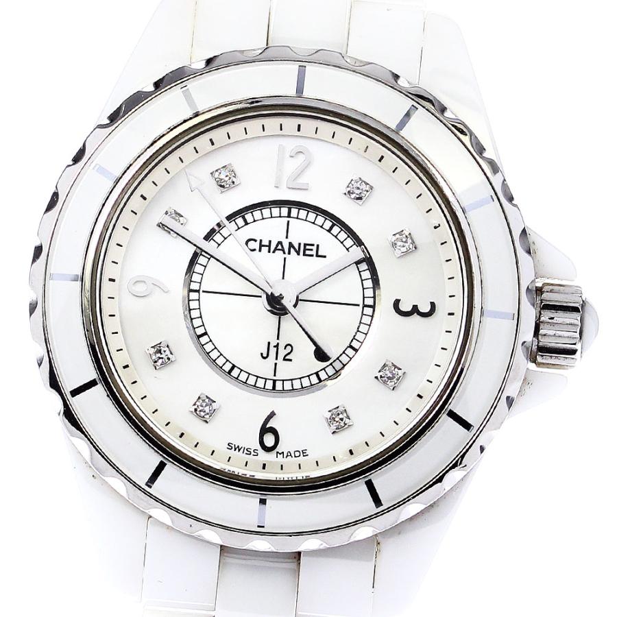 CHANEL シャネル H2422 J12 33mm 白セラミック 8Pダイヤ クォーツ レディース 良品 _779141【ev15 ...