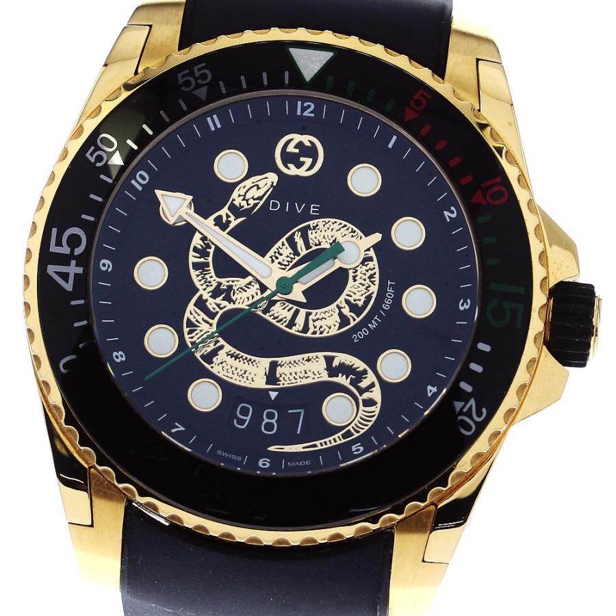 GUCCI グッチ YA136219/136.2 ダイヴ スネーク デイト クォーツ メンズ 良品 箱付き_783085 : CLOSER ...