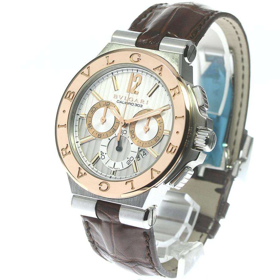 ブルガリ BVLGARI DGP42SGCH ディアゴノ カリブロ303 クロノグラフ K18PGベゼル 自動巻き メンズ 良品 箱・保証書 ...