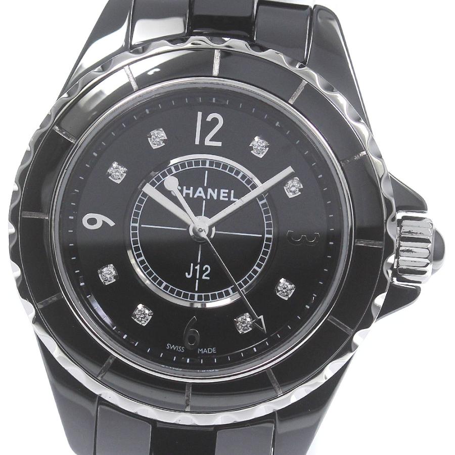シャネル CHANEL H1625 J12 黒セラミック デイト 8Pダイヤ クォーツ レディース 良品 保証書付き_795394【ev10 ...