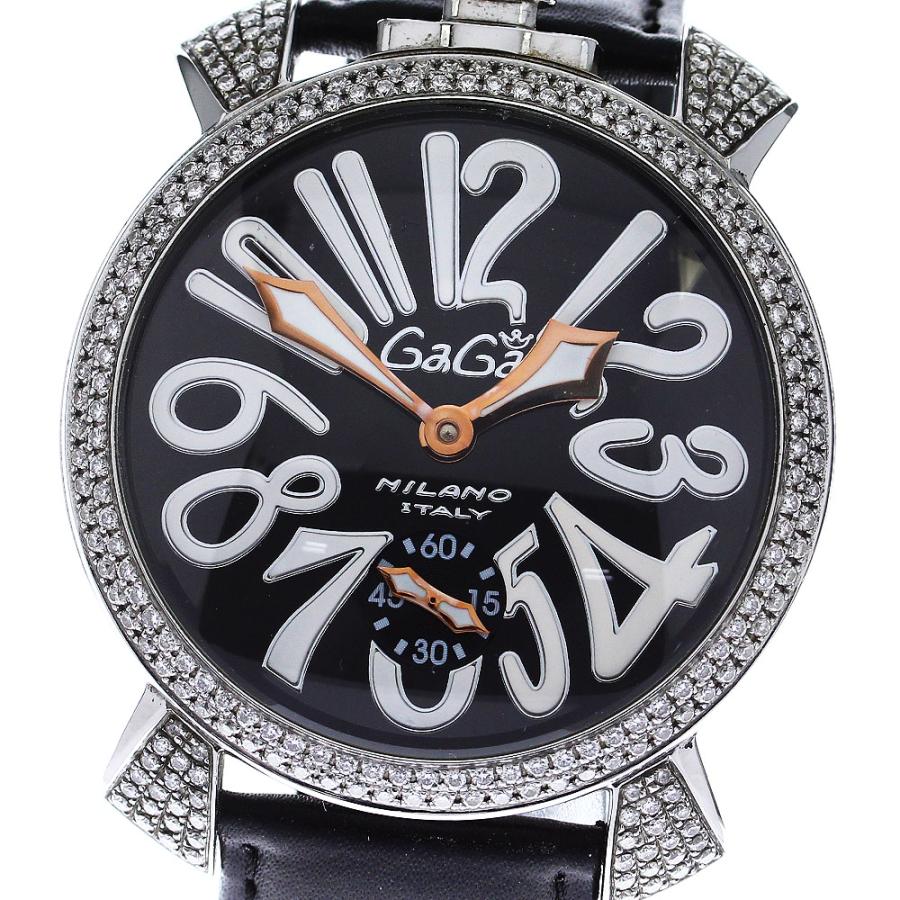 GaGa MILANO ガガミラノ 5010.1D.6 マヌアーレ48 ダイヤベゼル スモールセコンド 手巻き メンズ 保証書付き ...