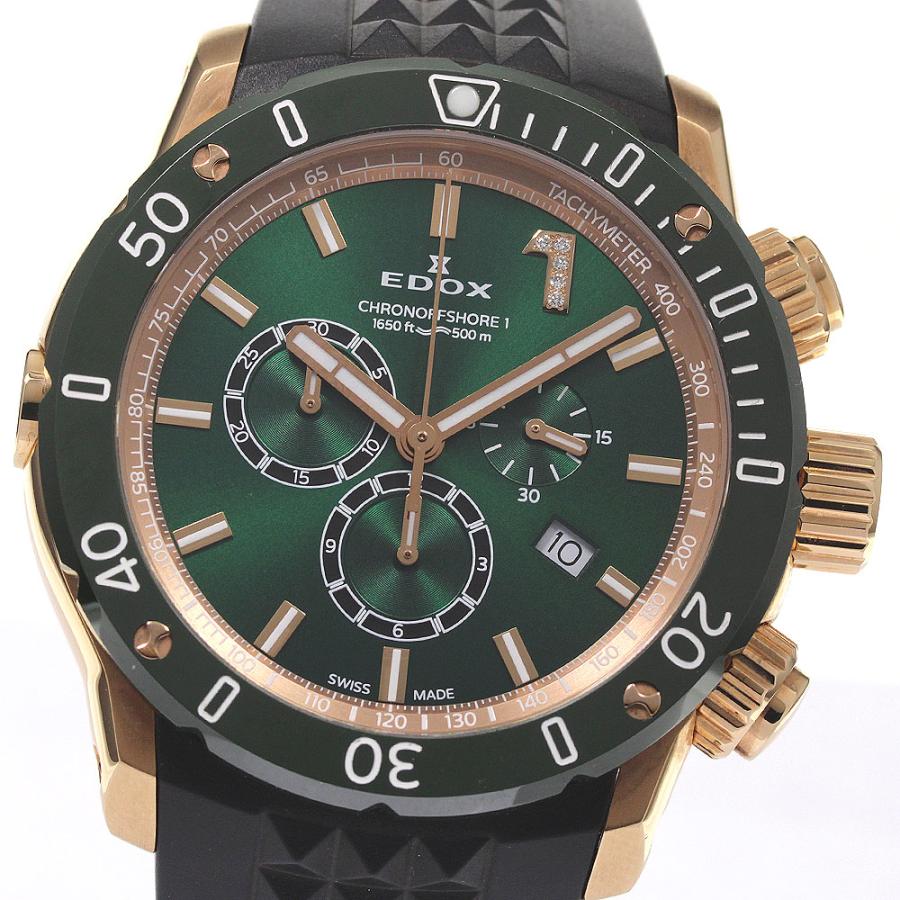 EDOX エドックス 10221-37RV5-VIR5-S クロノオフショア1 クロノグラフ クォーツ メンズ 良品 箱・保証書付き ...