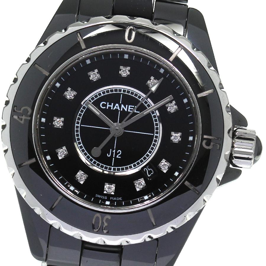 CHANEL（シャネル） CHANEL H1625 J12 黒セラミック デイト 12Pダイヤ クォーツ レディース 保証書付き_800500 ...