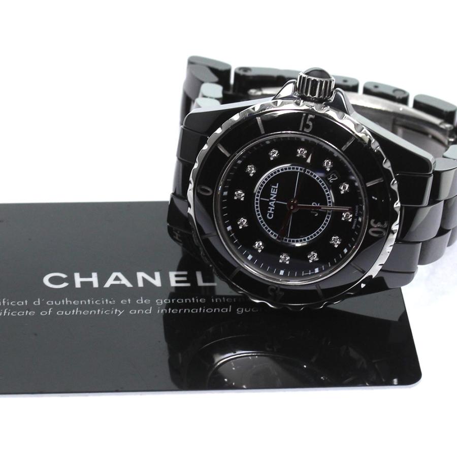 シャネル CHANEL H1625 J12 黒セラミック デイト 12Pダイヤ クォーツ レディース 保証書付き_800500 : ...