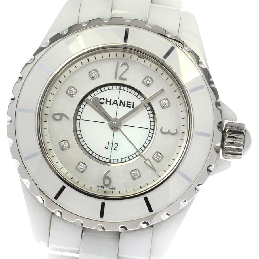 CHANEL シャネル H2422 J12 33mm 白セラミック 8Pダイヤ クォーツ レディース 良品 保証書付き_804101 ...
