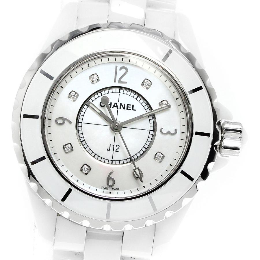 CHANEL（シャネル） CHANEL H2422 J12 33mm 白セラミック 8Pダイヤ クォーツ レディース 良品 箱・保証書付き ...