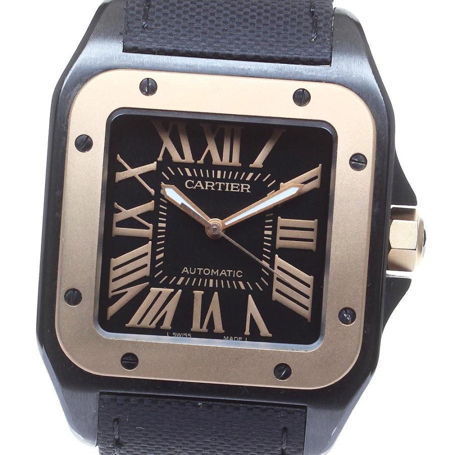 Cartier（カルティエ） CARTIER W2020009 サントス100LM カーボン 自動巻き メンズ 美品 _820803 ...